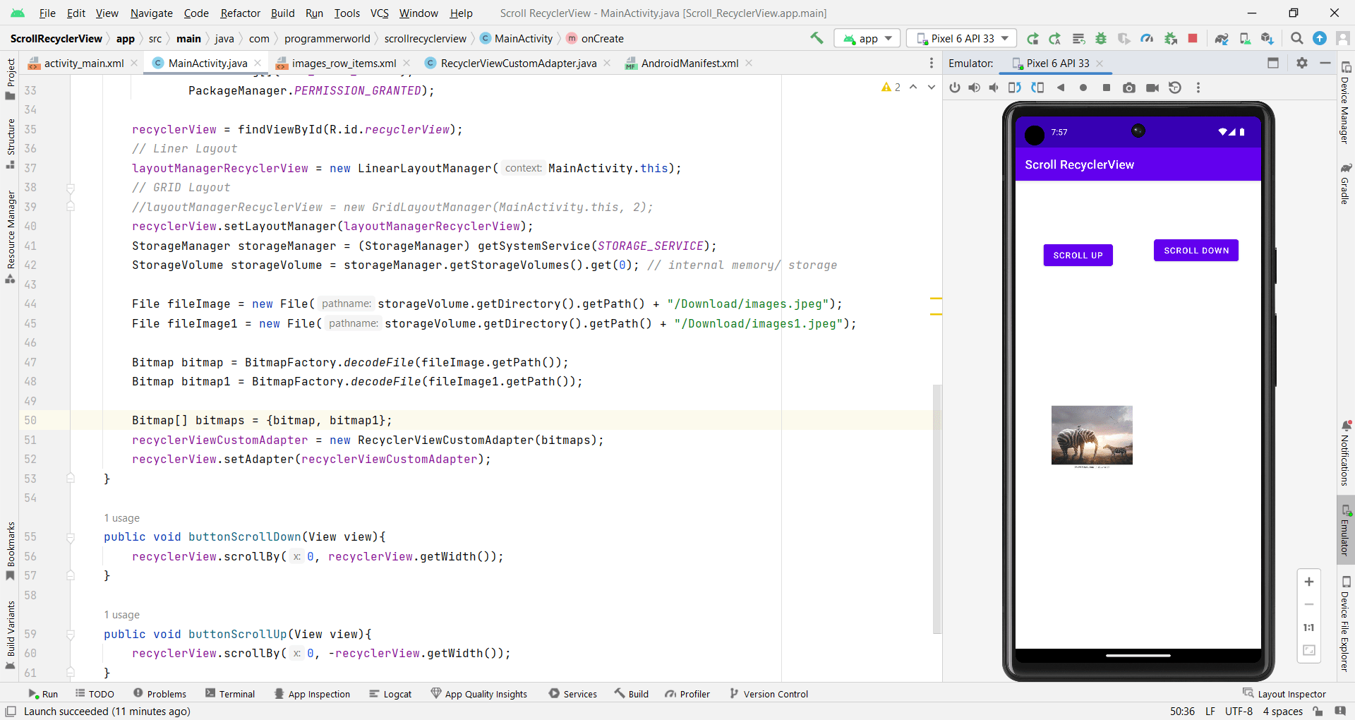 How To Scroll Recyclerview Page Up And Down Programmatically From Your Android App
