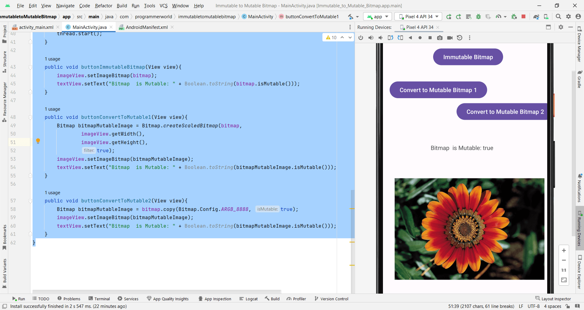 How To Fix The Error Only Mutable Bitmaps May Be Reconfigured Convert Immutable Bitmap To A