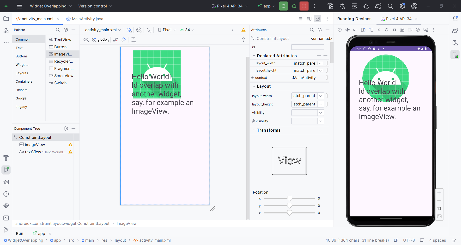 How To Bring One Widget Over Another In Your Android Apps Layout Overlap The Widgets
