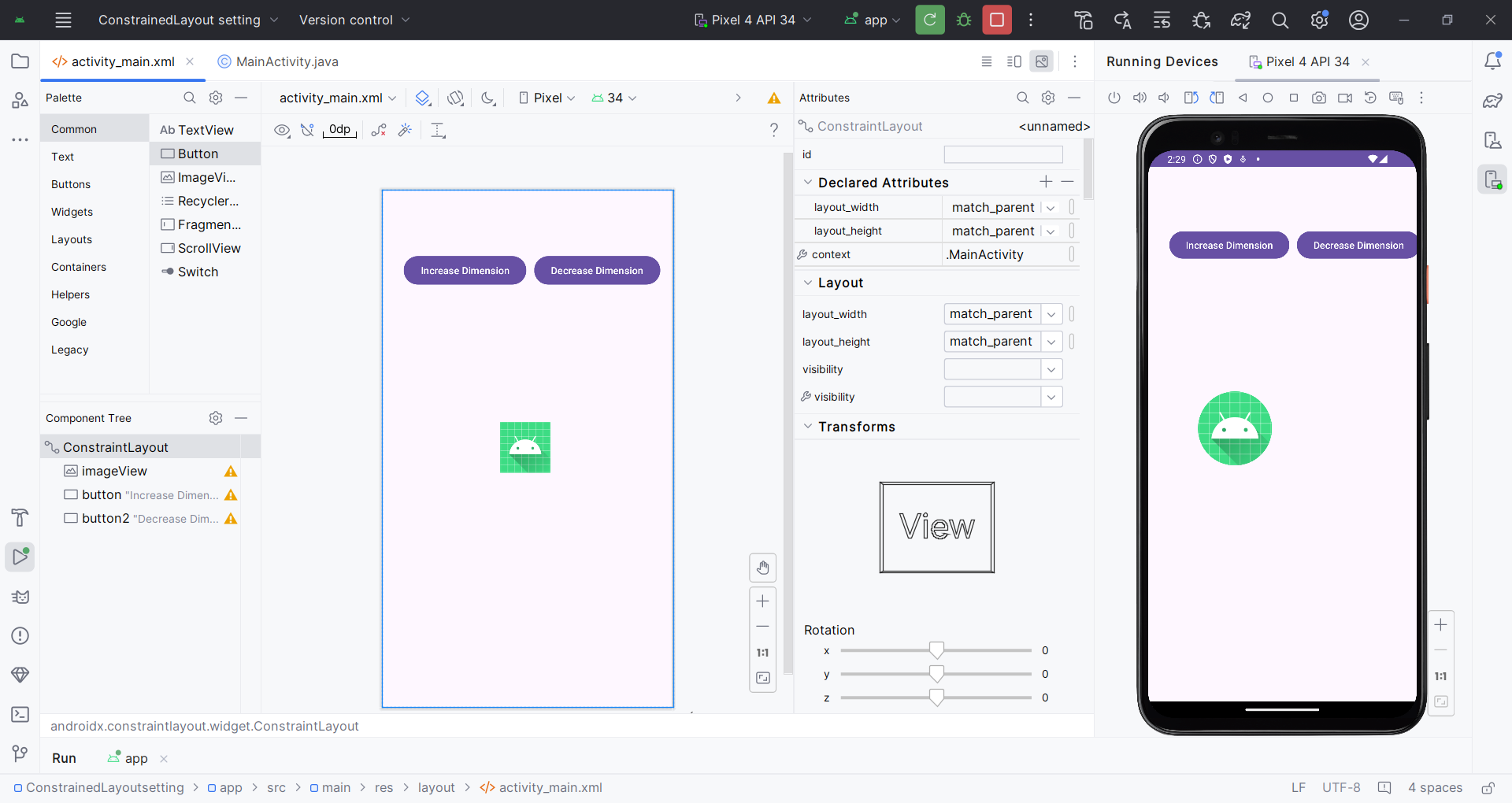 How To Set The Width Height And Margins In Constraint Layout Using Layoutparams Of Android App